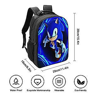 Lyzelre Anime Boy Backpacks Sets, Cartoon Laptop Backpack Printed Schoolbag 3 piece for Girls Boys Teens Elementary Middle School Bookbag Combo Set with Lunch Box and Pencil Bag