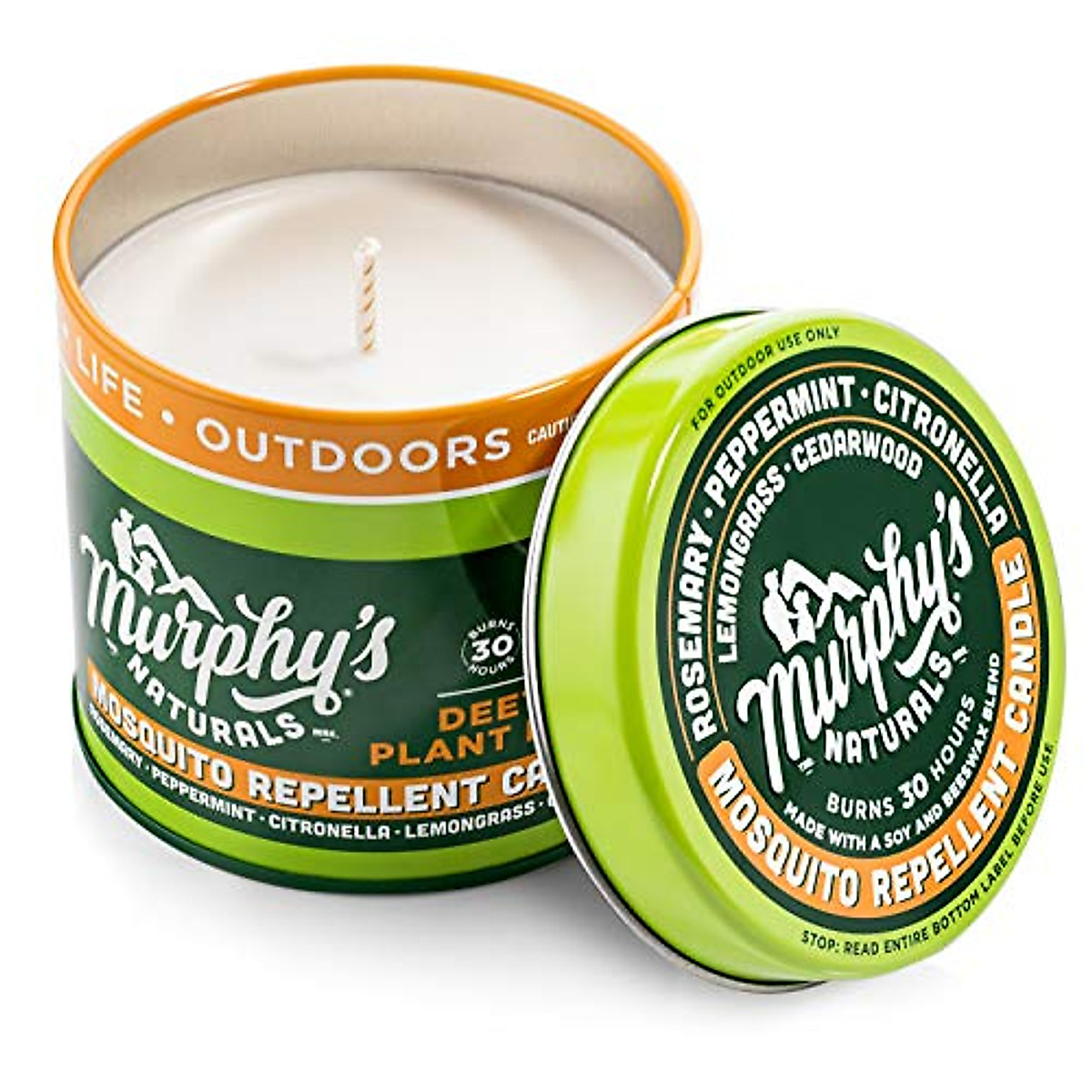 Murphy’s Naturals Mosquito Repellent Candle | DEET Free | Made with Plant Based Essential Oils and a Soy/Beeswax Blend | 30 Hour Burn Time | 9oz