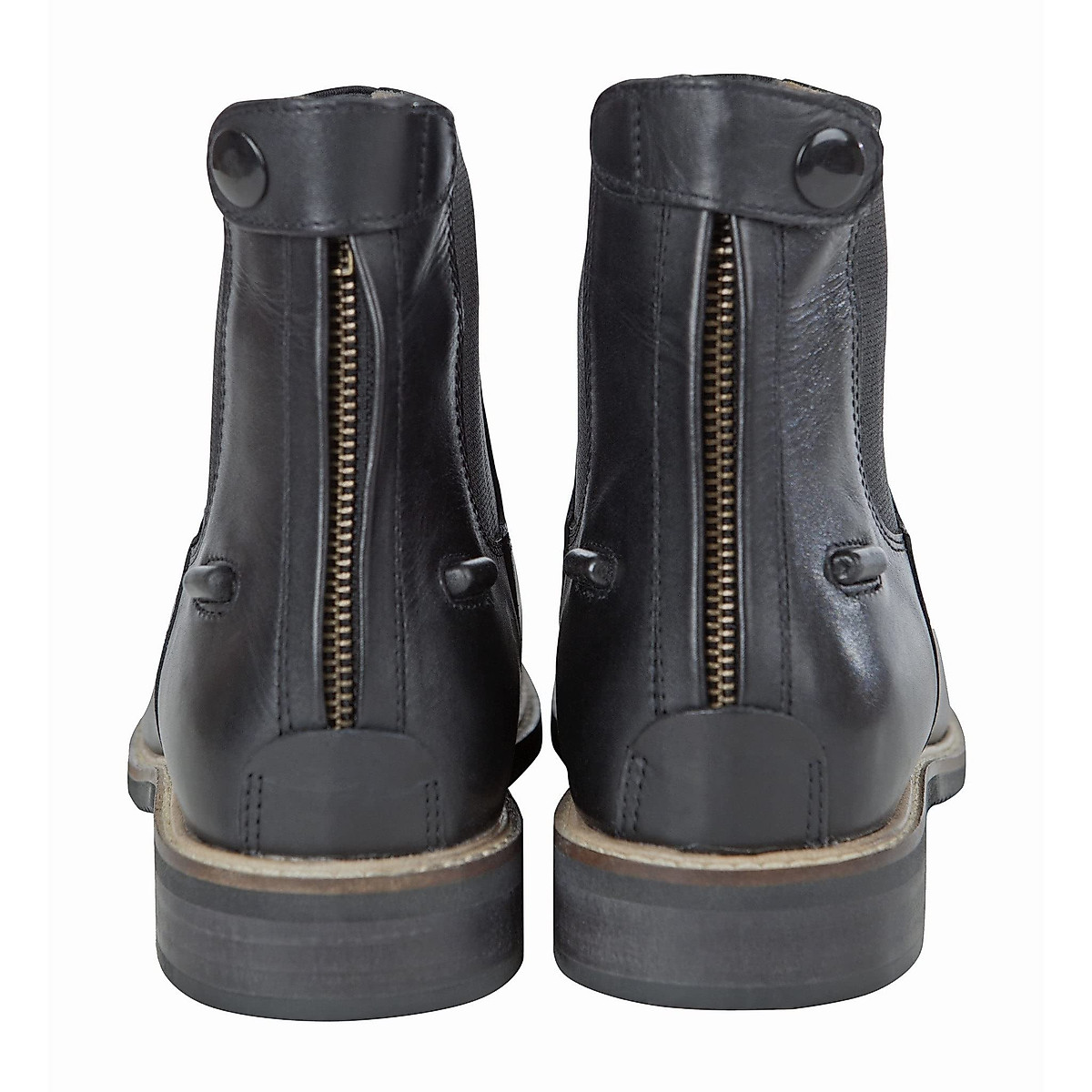 Huntley Equestrian Ladies Paddock Boot Premium European Leather With Classic Italian Burnish Finish YKK Zipper, Black, 10