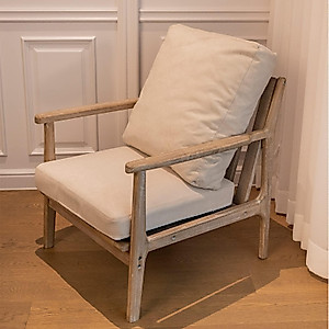 Mid Century Modern Accent Chair, Side Chairs for Living Room Lounge Arm Chair with Solid Wood Frame, Beige - MY02