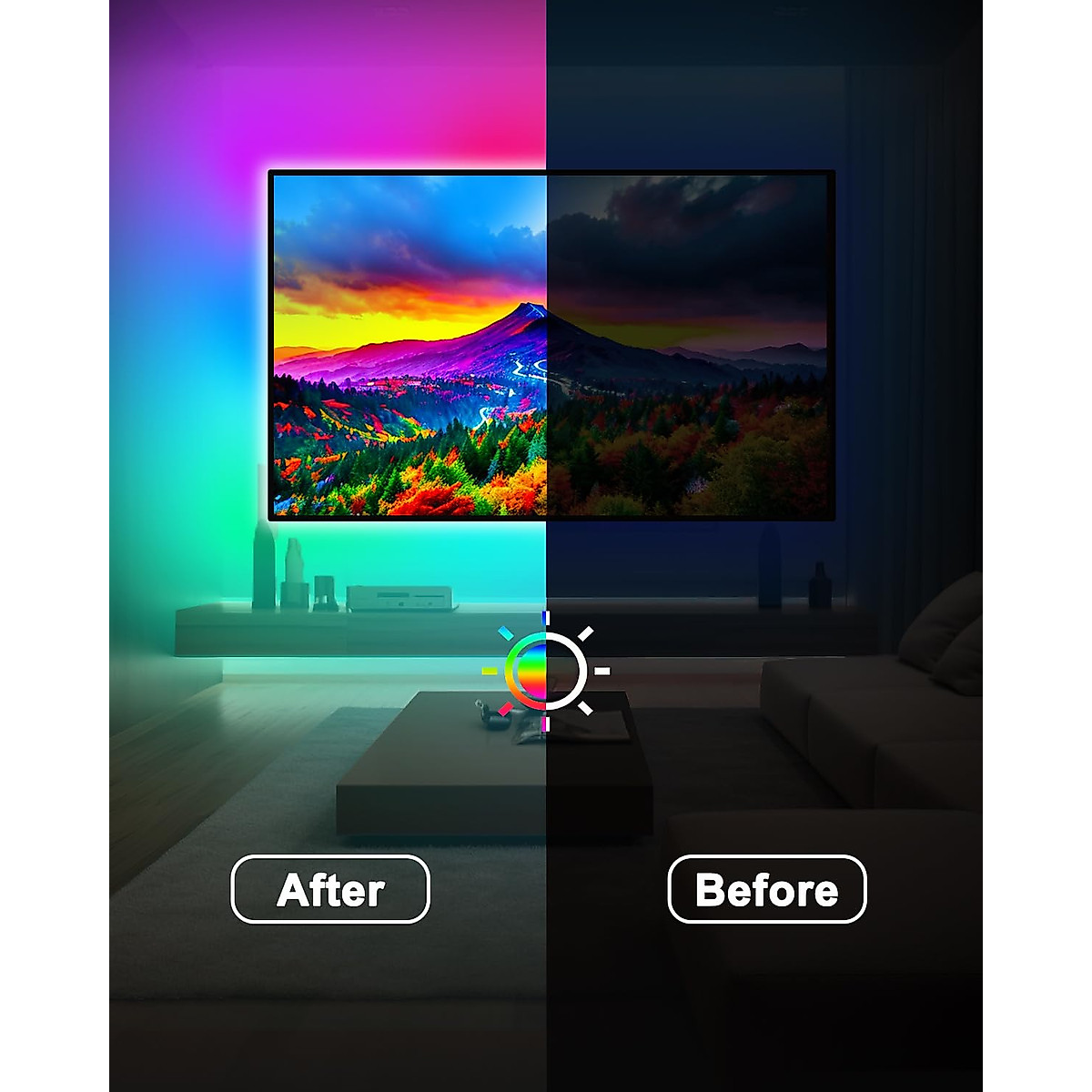 Daymeet LED Lights for TV, 9.8FT Led Backlight TV Lights RGB Led TV Lights for 32-60inch TV USB Led Strip Lights for TV Led Lights Sync with Music Bluetooth APP Control Led Lights for Bedroom