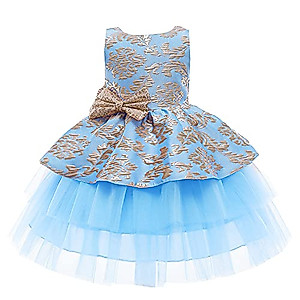 Easter Romper Toddler Girl Wedding Tulle Kids Pageant Dress Birthday Girls Bowknot Girls (Blue, 18-24 Months)