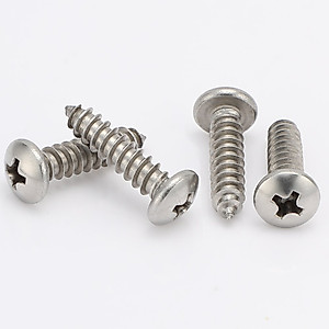 #8 x 3/4" Pan Head Self Tapping Screws Sheet Metal Wood Screws, 304 Stainless Steel 18-8, 100 PCS