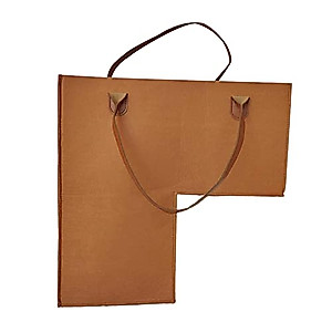 ＫＬＫＣＭＳ 2Pieces Stair Basket with Leather Handle for Carpeted Stairs, Staircase Basket for Wooden Stairs, Foldable Basket Organizer for Office, Brown and Beige