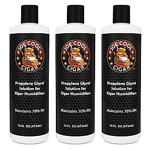 Joe Cool Cigar Propylene Glycol Humidor Solution for Cigar Humidifiers (16 oz Bottles) - 3 PACK