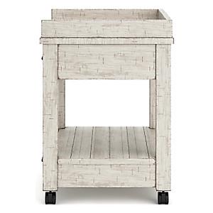 Signature Design by Ashley Carynhurst Rustic Farmhouse Printer Stand with Casters, Whitewash