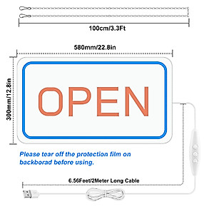 VEIOPGAB Neon Open Signs for Business, 16''x 9'' LED Open Sign, Super Bright Open Neon Sign (Blue&Pink), with ON/OFF Switch & Adapter, Neon Light Up Sign for Window Party Wall Bars Coffee Club Hotel
