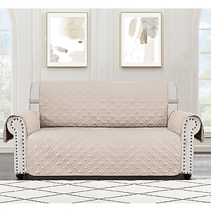 RHF Anti-Slip Loveseat Covers for Leather Sofa, Couch Cover, Loveseat Cover for Living Room, Loveseat Slipcover&Love Seat Couch Covers, Slip-Resistant Couch Cover for Leather Sofa (Loveseat: Beige)