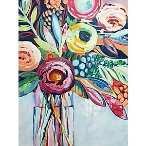 TISHIRON 5D Diamond Art Painting Abstract Flowers DIY Diamond Kits for Adults Kids Round Full Drill Diamond Art Kits Floral Picture Gem Art Crystal Painting Arts and Crafts for Beginners Kids 12"x16"