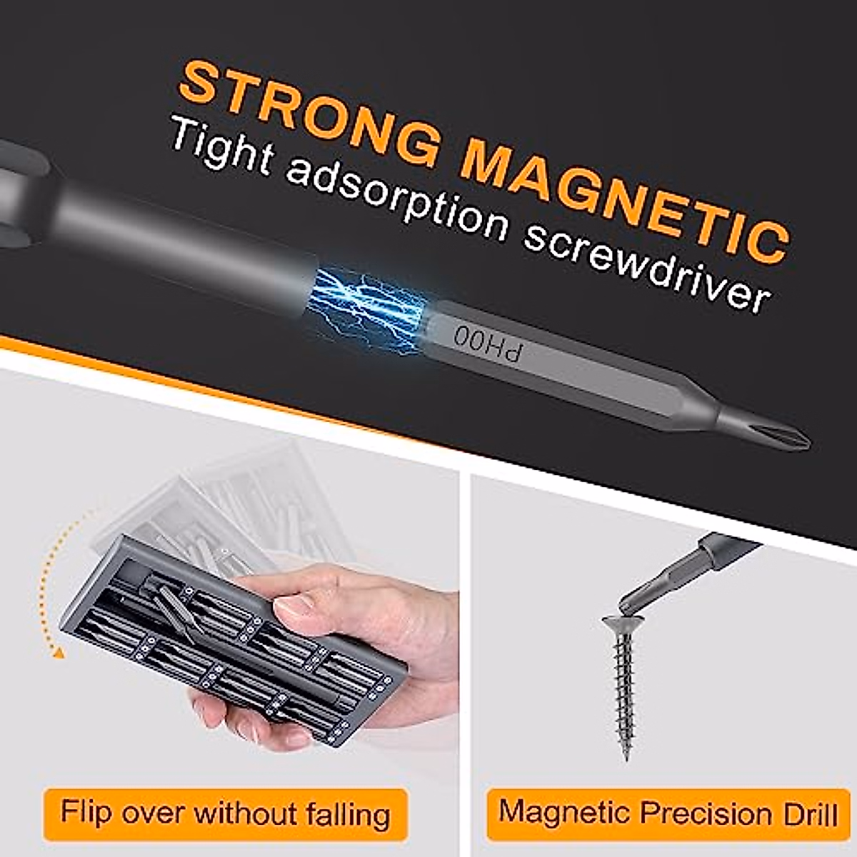 WINHUNT 48 in 1 Mini Precision Screwdriver Set, Small Screwdriver Torx Bit Set Magnetic, Eyeglass Repair Kit with Phillips Head, Small Screwdriver for Electronics/PC/Watch/Xbox