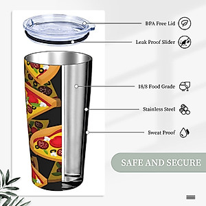 MORYEN 20 OZ Tumbler Double Wall Stainless Steel Cup Pizza 3D Printed Vacuum Insulated Coffee Cups Car Mug Home Office Travel