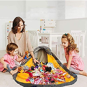 Toy Storage Basket and Play Mat Quick Storage Bag Collapsible Durable Basket- Prize Box, Reward Box, Treasure Chest for Baby/Kids/Toddlers In Toy Room, Classroom(gray)