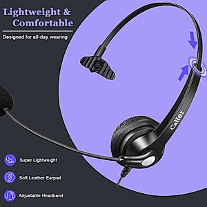 Callez RJ9 Phone Headset Office Telephone Headset with Microphone Noise Cancelling for Yealink T23G T33G T40G T46G T46S T48S T46U T48U T53W T57W Grandstream GXP2135 GXP2160 GXP2170 Avaya Panasonic
