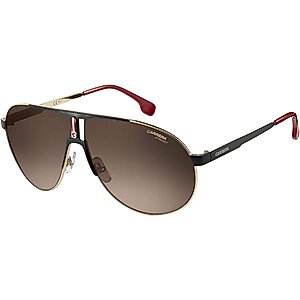 Carrera CA1005/S 02M2/HA 66M Black Gold/Brown Gradient Metal Aviator Sunglasses For Men For Women+ BUNDLE with Designer iWear Eyewear Kit