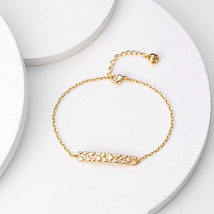 GDCOIN Gold Chain Bracelet for Women, 14K Gold Plated Handmade Adjustable Dainty Gold Bracelet Bar Bracelets Jewelry for Women Gift