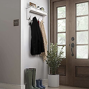 Emfogo Coat Hooks Wall Mounted, 23'' Rustic Wood Coat Rack Wall Mount Shelf with Hooks, Farmhouse Wall Coat Rack with Shelf & Vintage Coat Hook for Entryway, Mudroom, Bedroom, Kitchen, Bathroom