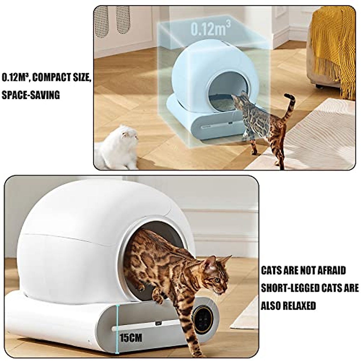 Cat Litter Box Self Cleaning, Automatic Cat Litter Cleaning Robot - Large 65L Space & Odor Removal - APP Control- for Multiple Cats