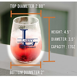 Personalized Printed 17oz Stemless Wine Glass, Gifts for Women, Customized Christmas Gifts, Unique Custom Gifts for Mom, Customizable Bridesmaid Birthday Wine Tumbler, Halpert Monogram