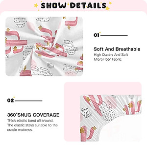 KICPOAY Fitted Crib Sheets Pink Cactus Stretchy Portable Playard Sheets for Baby Toddler, Breathable Soft Mini Crib Mattress 52 x 28 in for Boys and Girls