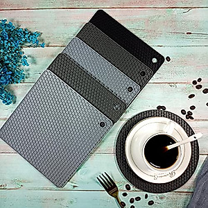 Hotsyang Silicone Trivets Mats Set,Silicone Hot Pads and Trivets, Silicone Trivets for Hot Dishes,Hot pots and Pans,Black Silicone Hot Pads for Kitchen Table,Square Silicone Trivets Mats Set of 4 Pcs