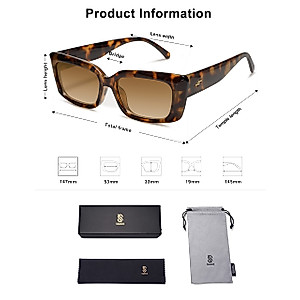 SOJOS Trendy Rectangular Sunglasses Womens Face 90's Retro Shades Sunnies Gafas de sole Chunky Angular Cornor Frame SJ2238 Demi