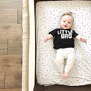 Ely's & Co. Patent Pending Waterproof Pack n Play│Mini Crib Sheet 2-Pack Set for Baby Boy or Baby Girl - 100% Combed Jersey Knit Cotton Sheets with Eco-Friendly Waterproof Lining — Grey Stars