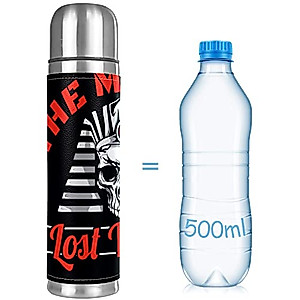the Mummy Pharaoh Skull Head Stainless Steel Water Bottle Leak-Proof, Double Walled Vacuum Insulated Flask Thermos Cup Travel Mug 17 OZ