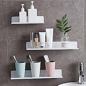 SDlemeiy Floating Shelves Wall Mounted Bathroom Shelf，Wall Mounted Hanging Shelves，Metal Display Wall Shelf,Wall Mounted，Carbon Steel Material(White, 15.9inch)