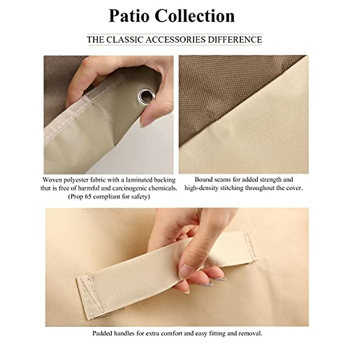 High Back Patio Chair Covers Waterproof Heavy Duty Stackable Outdoor Bar Stool Cover Beige Patio Furniture Covers Outside Lounge Deep Seat Covers, Lawn Chair Covers, High Back, Beige and Brown, 1 Pack