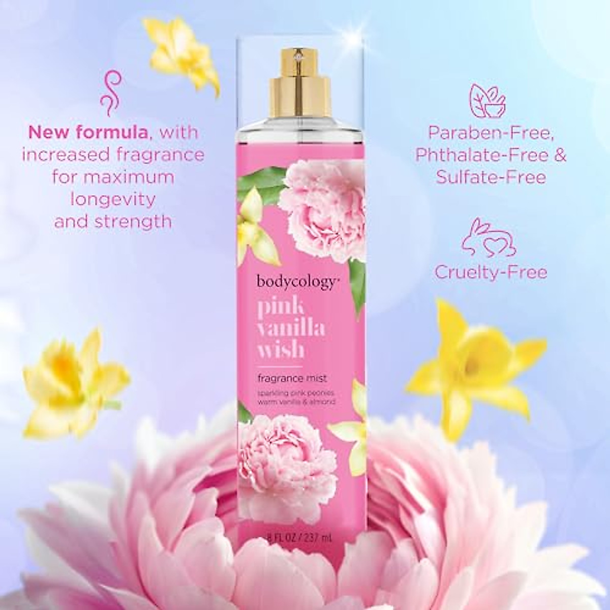 Bodycology Long-Lasting Fragrance Body Mist, Pink Vanilla Wish, 8 fl oz
