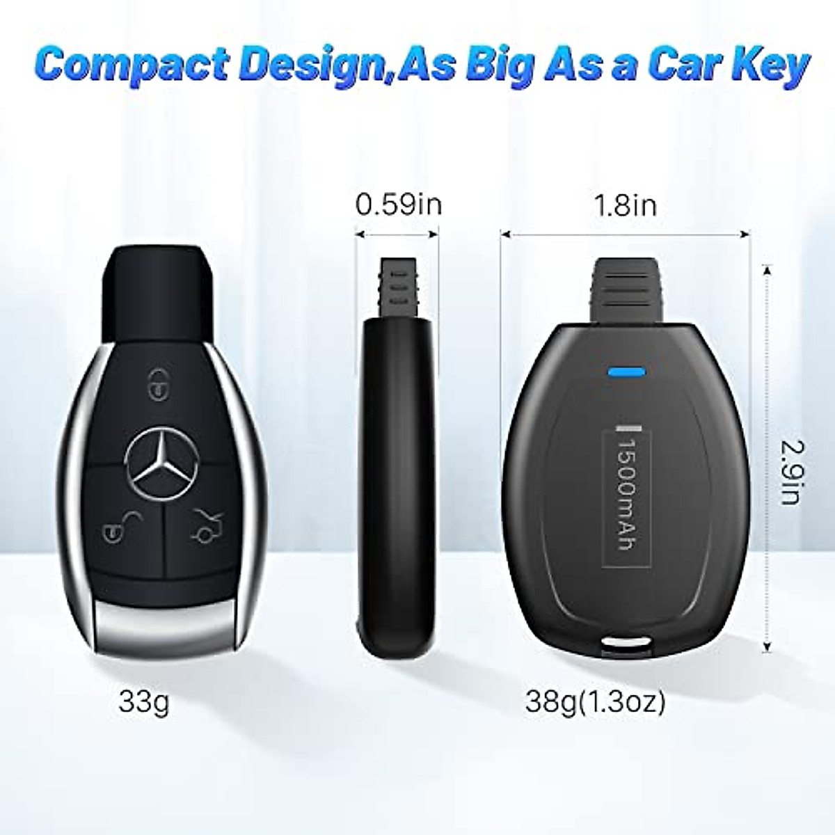 Mini Keychain Portable Charger for iPhone, Upgraded 1500mAh Power Emergency Pod, Wireless Keychain Phone Charger Emergency Power Quick Small External Mobile Battery Pack