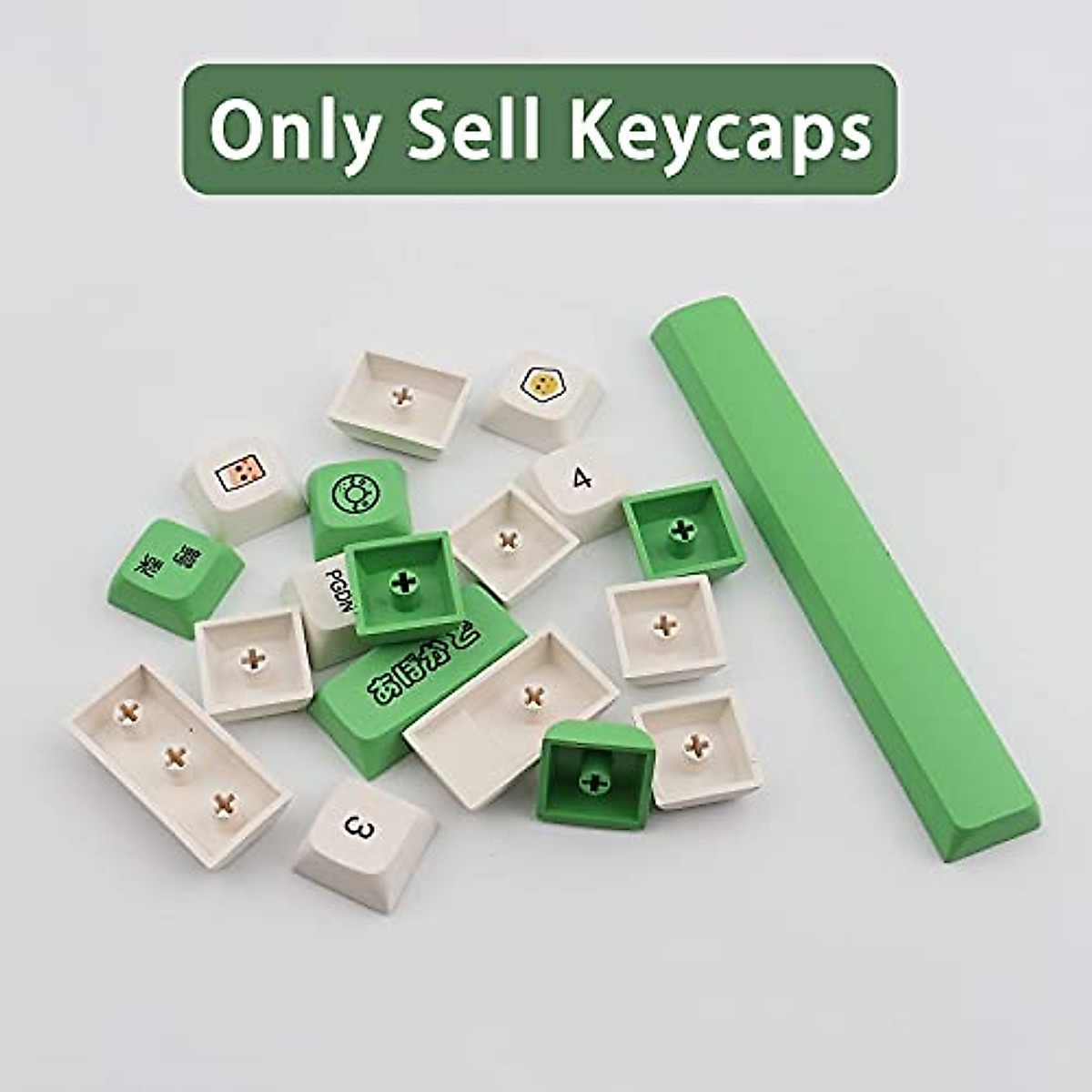 TsungUP Keycaps, 137 Keycaps PBT Keycaps Dye-Sublimation Japanese Keycaps XDA Profile For Mechanical Gaming Keyboard 61/64/68/74/84/87/96/980/104/108 (Avocado and Milk)