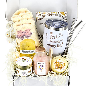 Gifts for Women, Birthday Gifts for Women, Unique Gift Ideas for Mom from Daughter, Gifts for Friends Female, 30th 40th 50th Happy Birthday Gift Basket for Women, Thank You Gift for Women (Yellow)
