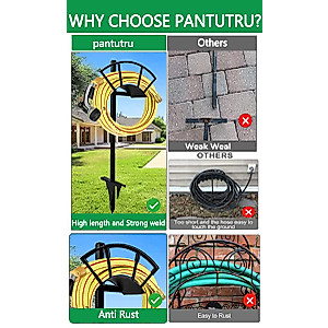 Garden Hose Holder Freestanding, Water Hose Holder, Hose Hanger Heavy Duty Garden Hose Reel Hose Rack, Hose Storage Hose Stand Decorative Hose Organizer for for Garden, Lawn,Yard, Black