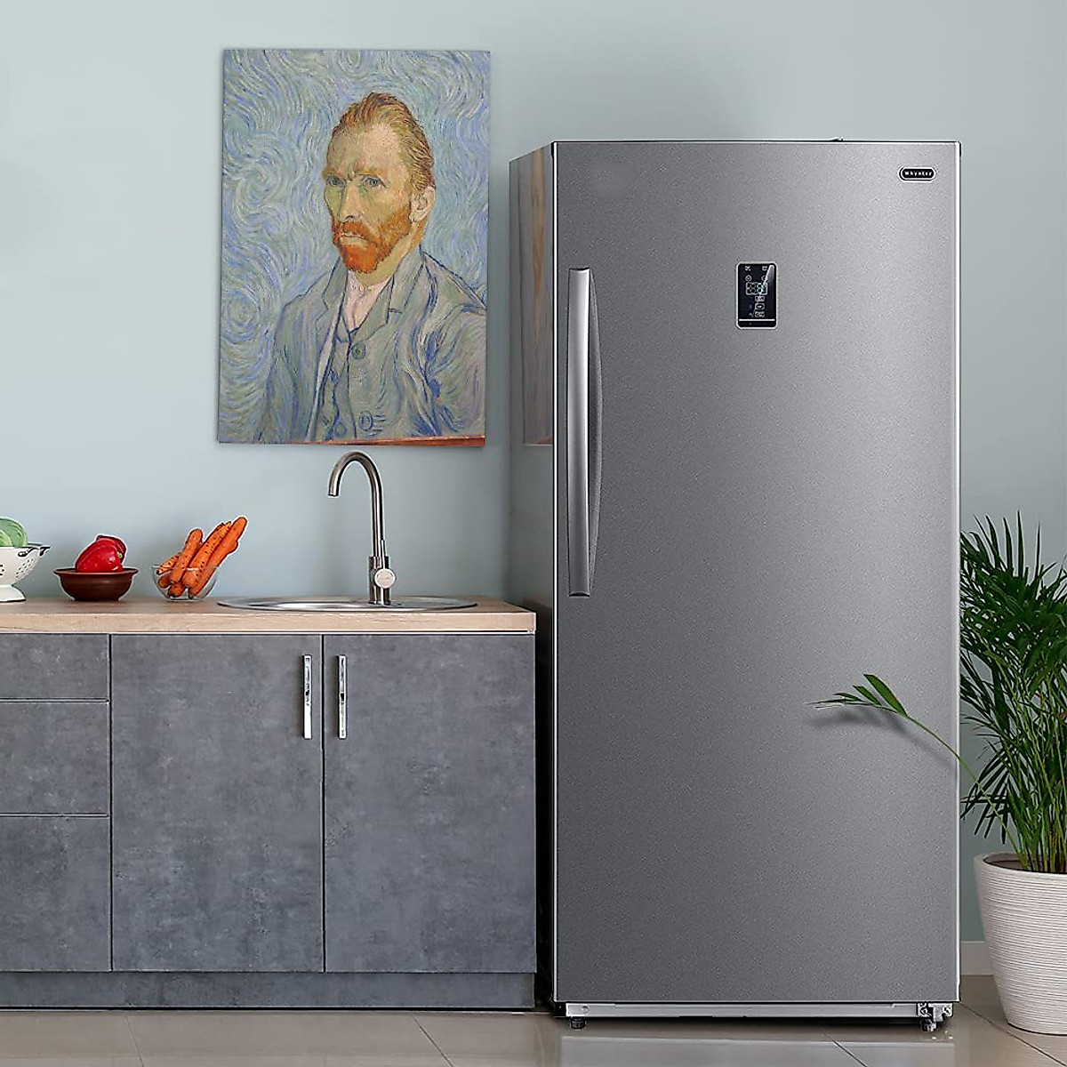 SMETA Upright Freezer Convertible Refrigerator|Freezers Garage Ready Standup Frost-Free Fridge Deep Freezer 18 Cuft Full Size with Tempered Glass Shelves SS