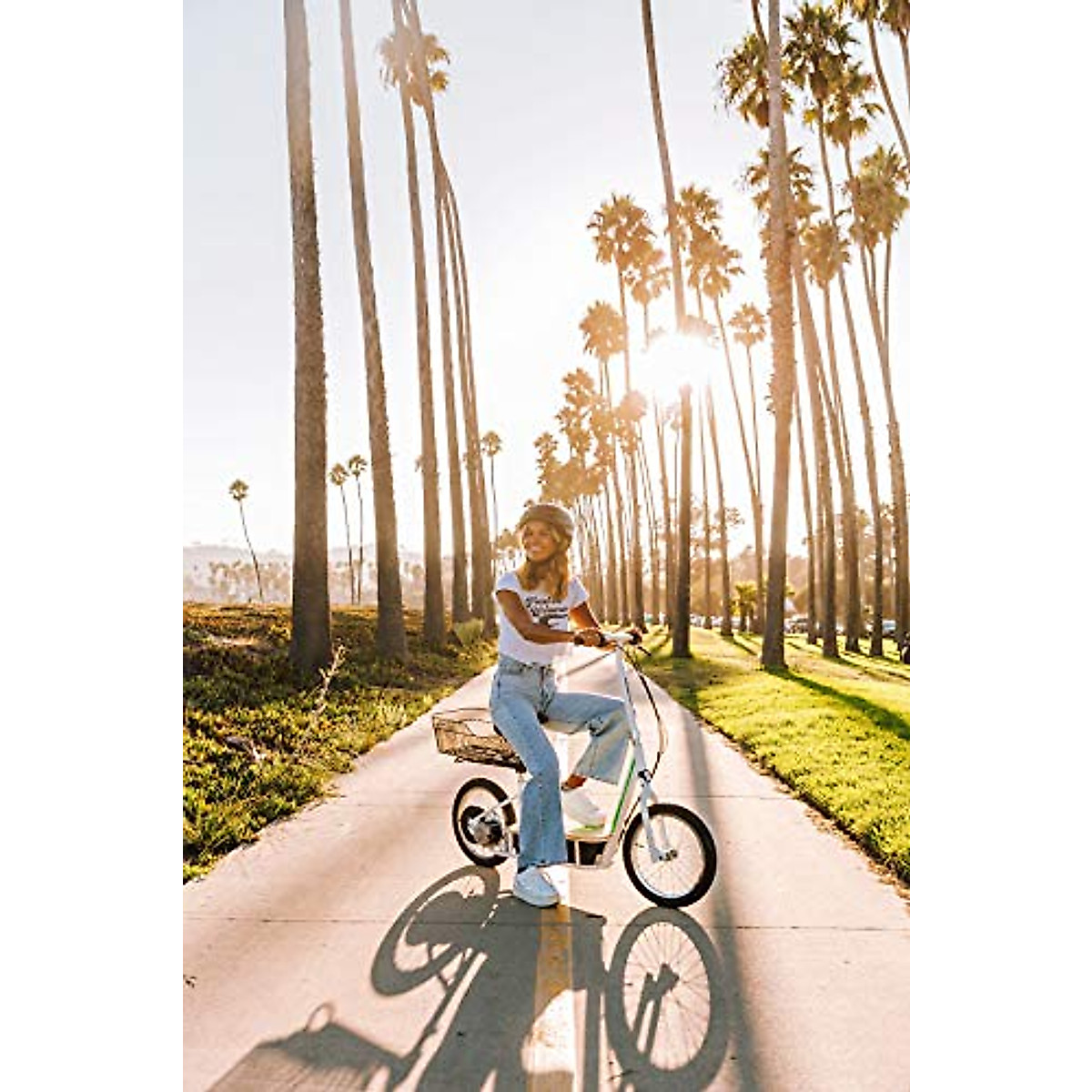 EcoSmart Metro Electric Scooter – Padded Seat, Wide Bamboo Deck, 16" Air-Filled Tires, 500w High-Torque Motor, Up to 18 mph, 12-Mile Range, Rear-Wheel Drive