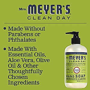 Mrs. Meyer's Clean Day Liquid Hand Soap, Cruelty-Free, and Biodegradable Hand Wash Made with Essential Oils, Lemon Verbena Scent, 12.5 Oz (Pack of 3)