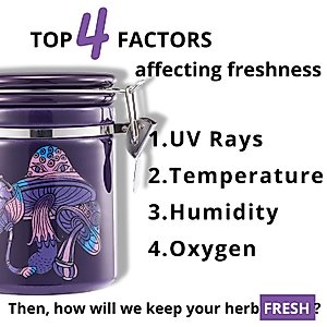 Smell Proof Container (500ml - 1 Oz), Mushroom Stash Jar Airtight Container -Separate Space for Humidity Pack, Smell Proof Jar Stash Container Cute Storage Box Case, Clay Odor Proof Container, Purple