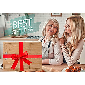 Wood Cutting Board for Kitchen 17x12" – Extra Large Bamboo Cutting Board with Juice Groove, Butcher Block, Wooden Chopping Board, Serving Tray – BlauKe®