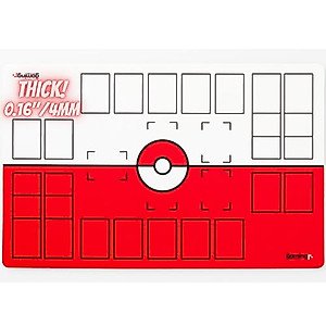 The Gaming Mat Company 2 Player Compatible Pokemon Playmat for Pokemon Cards - 28" x 18" x 0.16" Red & White Battle Mat Stadium Board for Pokemon TCG Playmat Game & Pokemon Mat Trading Card