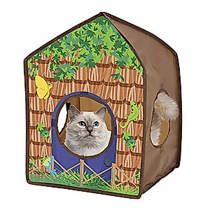 Kitty City Jungle Cat Cube Combo, Collapsible Cat Cube, Cat Bed, Tunnel, Cat Toy