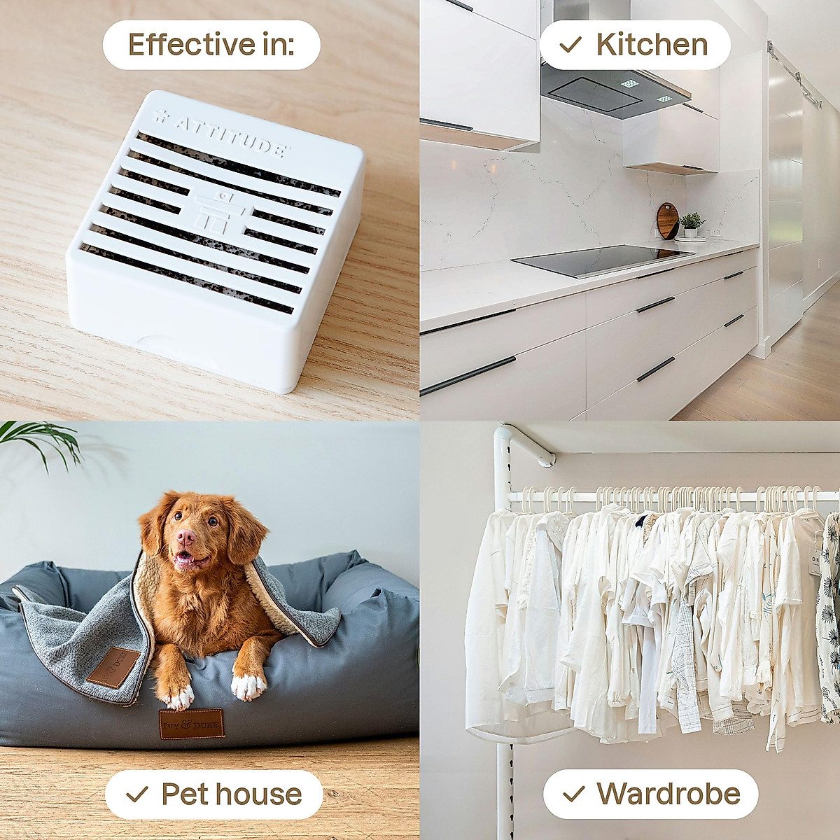 ATTITUDE Air Purifier with Activated Carbon Filter, Plant- and Mineral-Based Ingredients, Traps Pet Odors and Pollutants, Vegan and Cruelty-free, Lavender, 8 Ounces