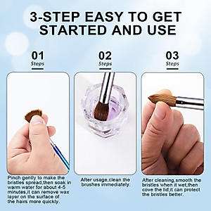 Shine Chance Acrylic Nail Brush Size 8, 100% Pure Kolinsky 3D Art Nail Brush with Gradient Blue Handle, Art Design Powder Nail Brush Pen for Nails Extension & Carving, Acrylic Application Tools