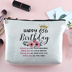 65th Birthday Gift for Women Zipper Travel Makeup Bag 65 Year Old Gifts 65 Birthday Gifts Birthday Gift Ideas for Women Grandma Mom Wife Sister Aunt