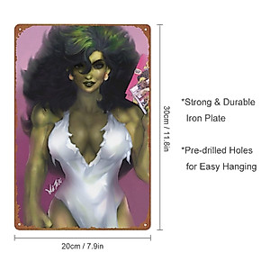 She-Hulk (John Bryne/The Savage She-Hulk inspo) Poster Sign Metal Tin Sign Wall Art Decor - Retro Sign for Home Decor Gifts - 8x12 Inch