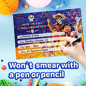 Set of 20 Coco -Themed Happy Birthday Invitation Cards & Envelopes - Lightweight (240g), Postcard Style Invites for the Perfect Party Pack