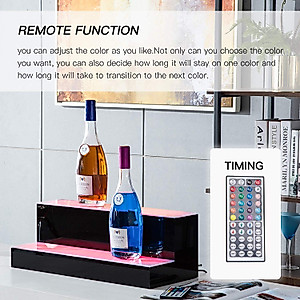 Nurxiovo 20/30/40 Inch LED Lighted Liquor Bottle Display 2 Step Illuminated Bottle Shelf 2 Tier Home Bar Drinks Lighting Shelves with Remote Control(20 inch)