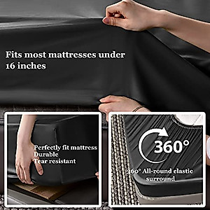 Whitney Home Textile Full Size Sheet Set - Rayon Derived from Bamboo, Luxury Cooling Bed Sheets, 16" Extra Deep Pocket, Soft & Breathable Hotel Bedding Sheets and Pillowcases Sets