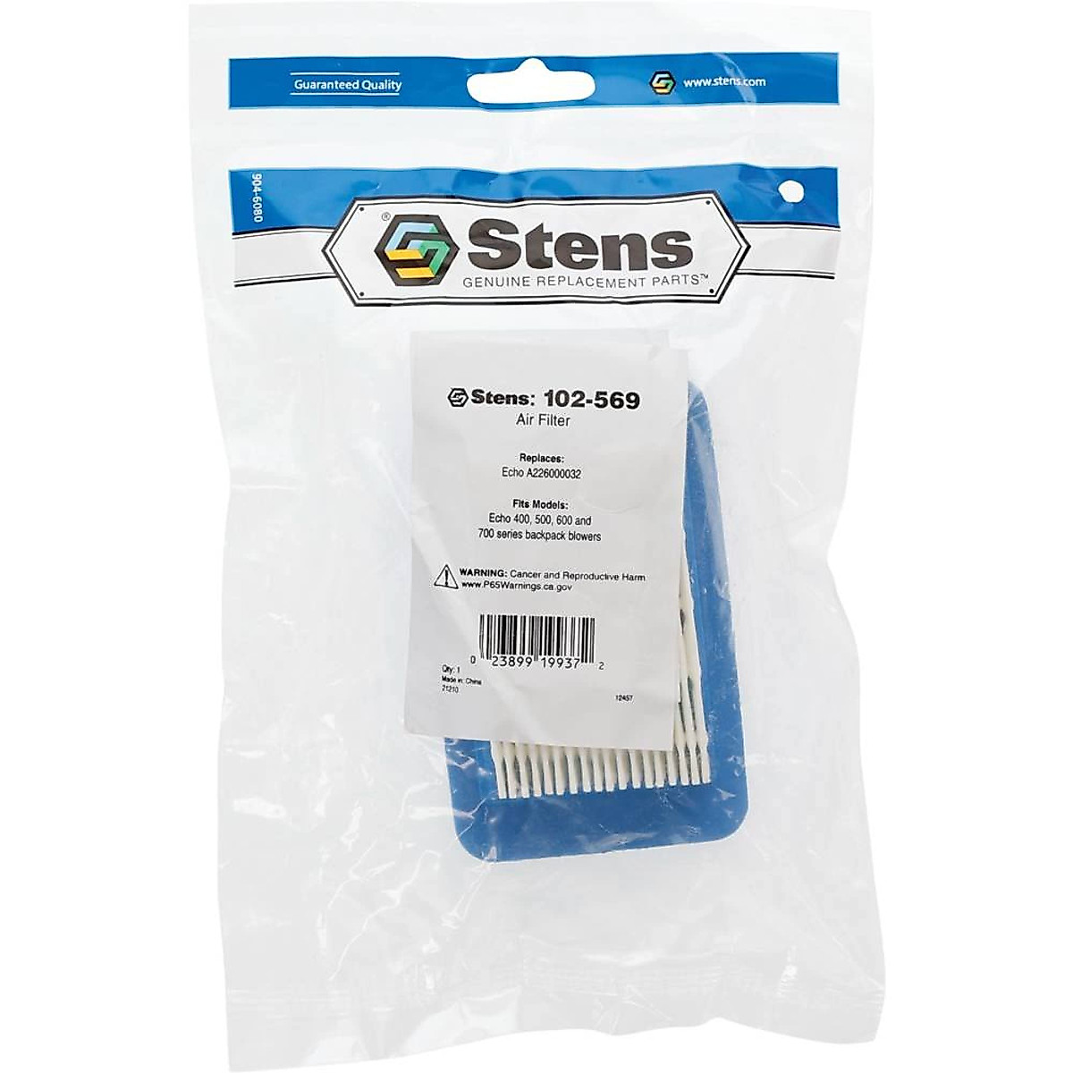 Stens Air Filter 102-569 Compatible with/Replacement for: Echo 400, 500, 600 and 700 Series Backpack blowers A226000031, A226000032