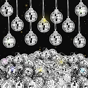 100 Pcs Disco Balls Ornaments Mini Disco Balls Bulk Reflective Mirror Ball 70s Disco Hanging Decorations for Christmas Tree Party Supplies Wedding Birthday Stage Props (1.2 Inch)